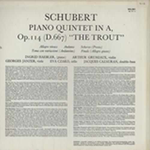 Franz Schubert Piano Quintet In A, Op.114 (D.667) "The Trout" UK vinyl LP album (LP record) (762374)